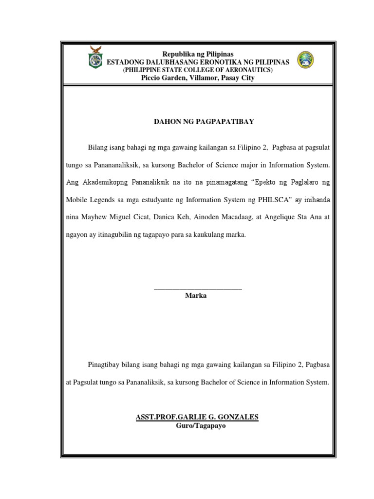 Filipino Format | PDF