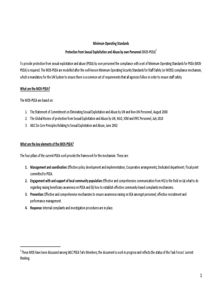PSEA Minimum Operating Standards Guide | PDF | Applied Ethics | Public ...
