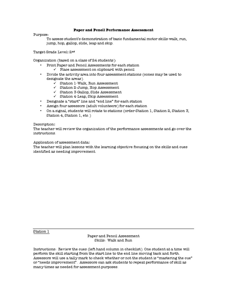 Paper and Pencil Performance Assessment | PDF | Foot | Sports