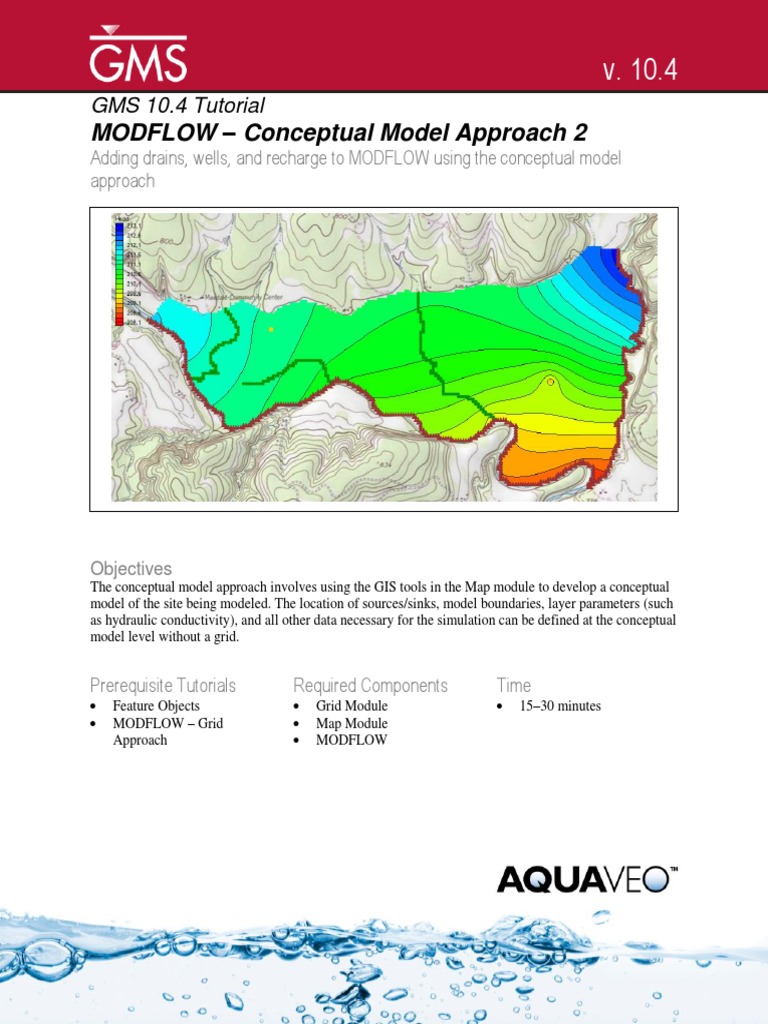 Modflow Conceptual Model Approach 2 Gms 10 4 Tutorial Pdf Conceptual Model Computer