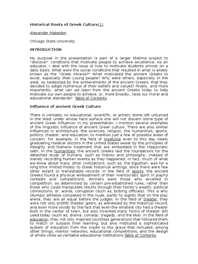 Historical Roots of Greek Culture | PDF | Ancient Greece | Democracy