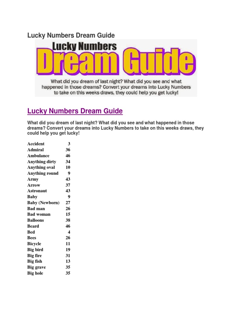 Lucky Numbers Dream Guide | Download Free PDF | Nature