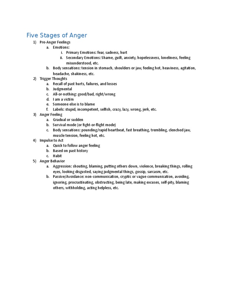 Stages of Anger | PDF