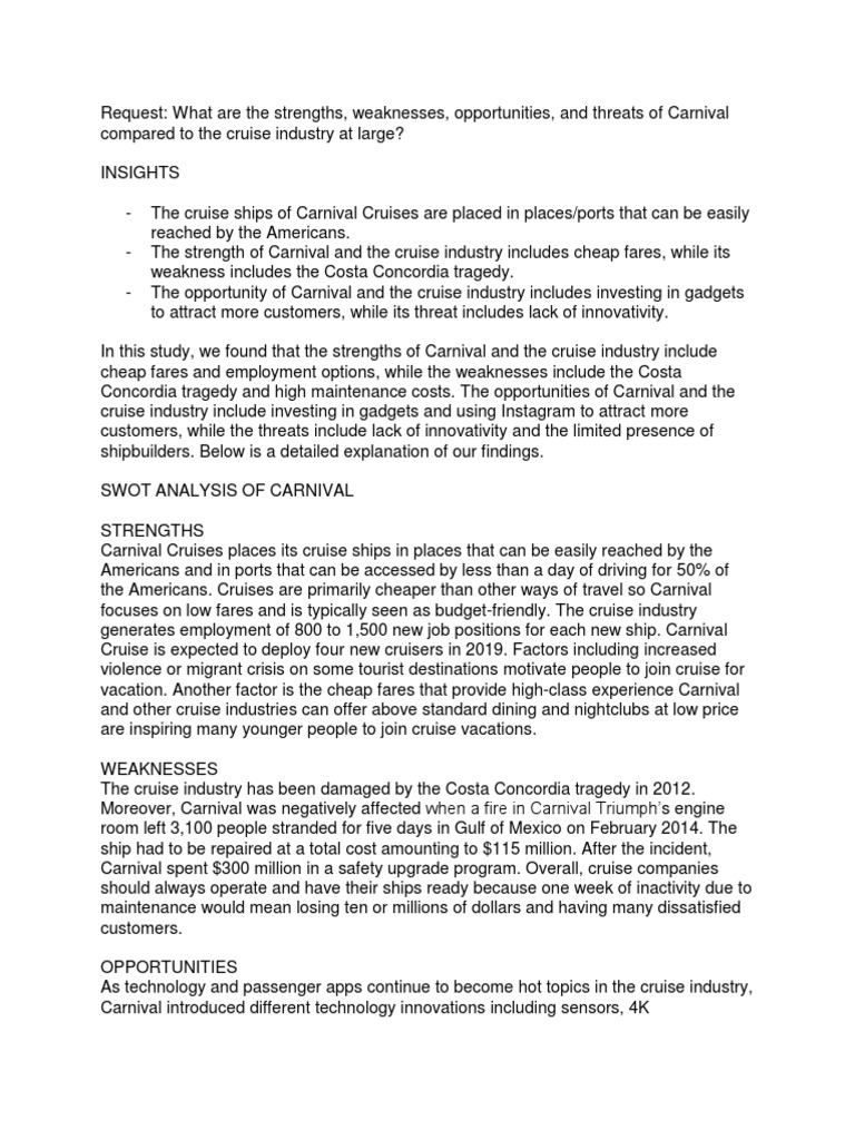 (267.) SWOT - Cruise Industry & Carnival | PDF | Cruise Ship | Swot ...