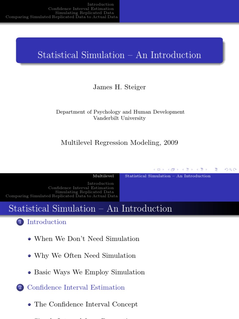 Statistical Simulation - An Introduction: James H. Steiger | PDF | Bootstrapping (Statistics ...