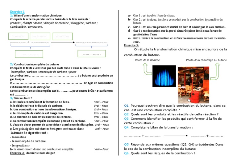 Exercice PDF | PDF | La combustion | Éléments chimiques