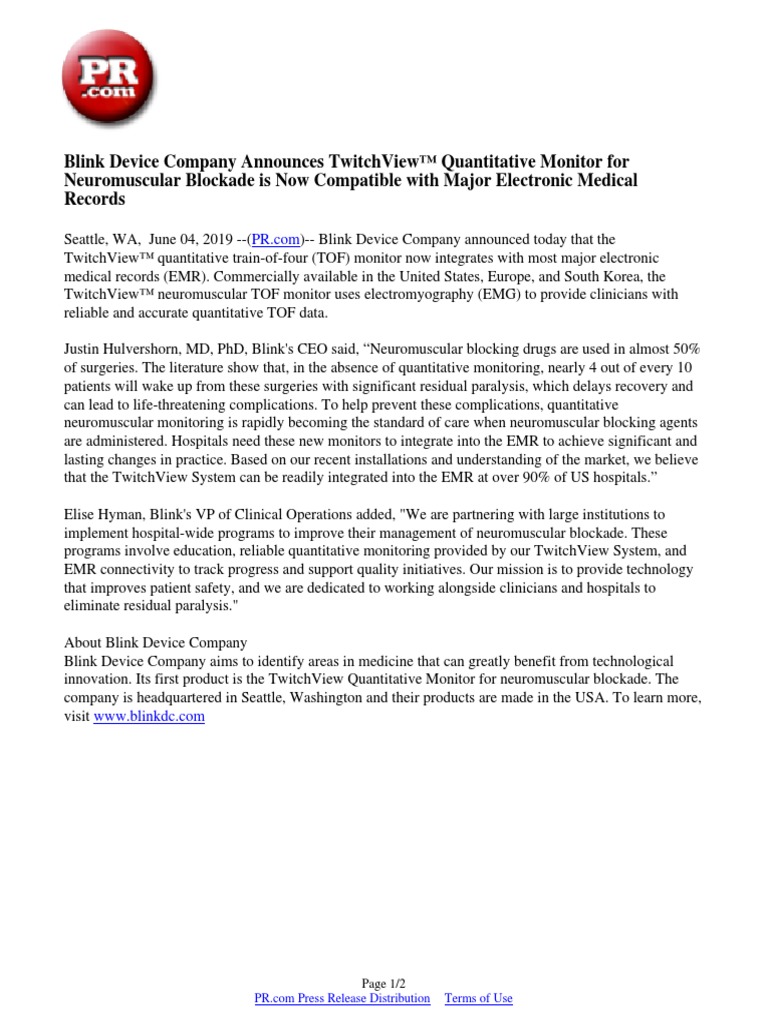 Blink Device Company Announces TwitchView™ Quantitative Monitor For ...