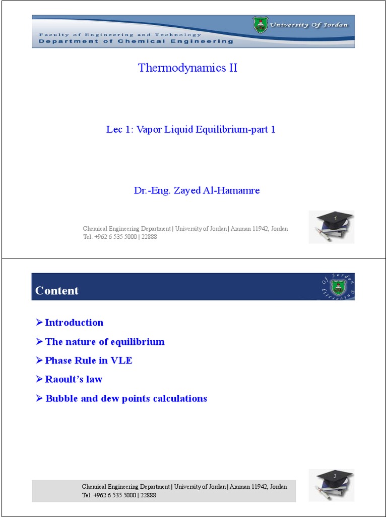 Lec 1-Vapor Liquid Equilibrium-Part 1 | Download Free PDF | Statistical Mechanics | Applied And ...