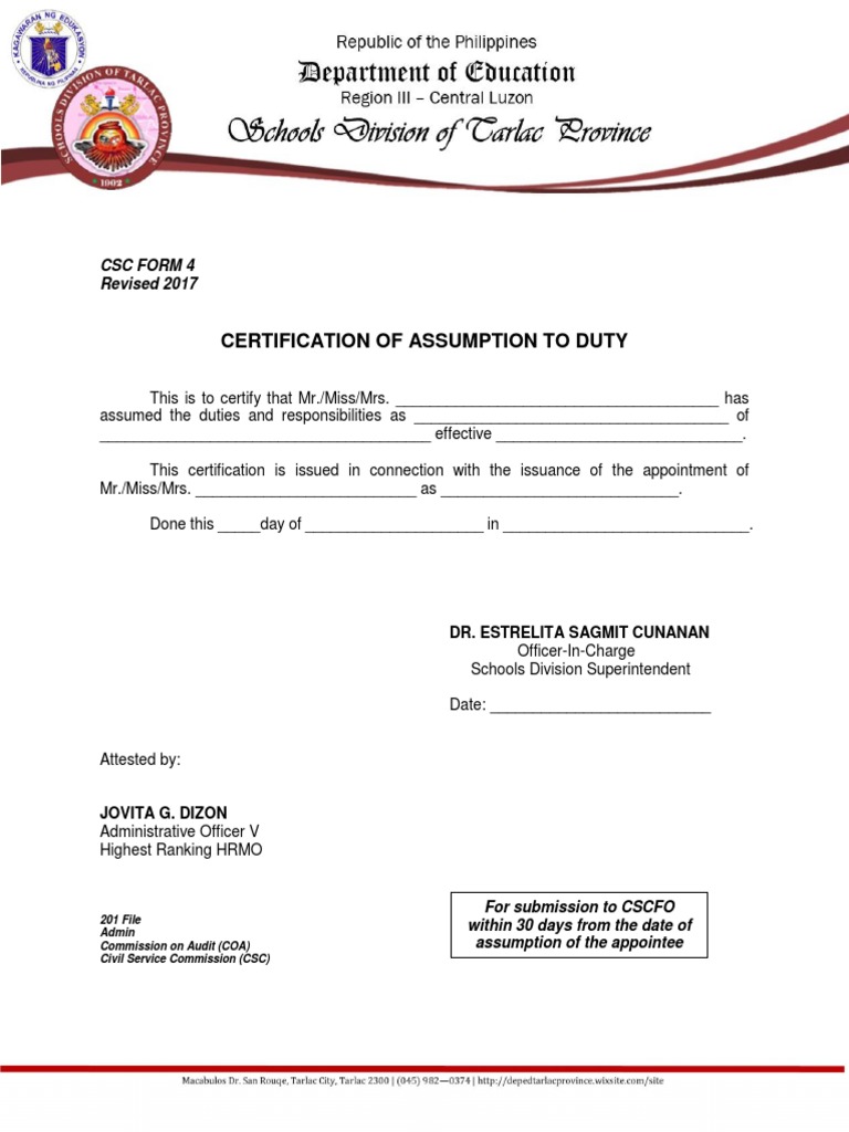 Certificate of Assumption - Form 4 | PDF