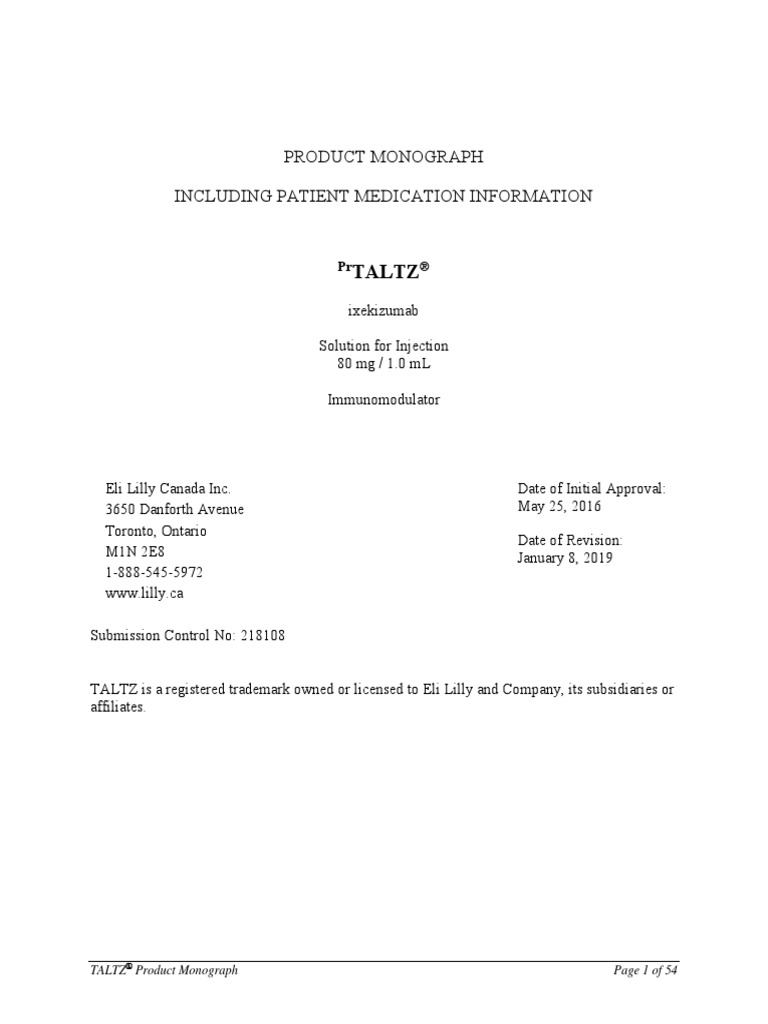 Taltz Ca PM PDF | PDF | Psoriasis | Placebo Controlled Study