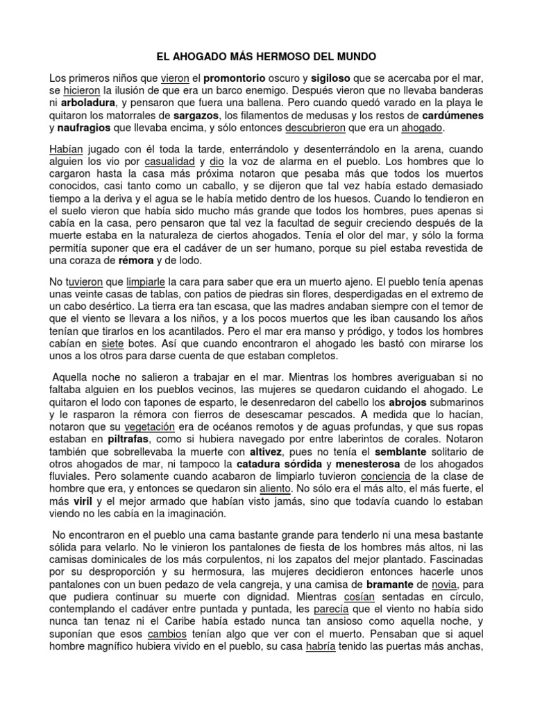 El Ahogado Más Hermoso Del Mundo Taller | PDF | Naturaleza