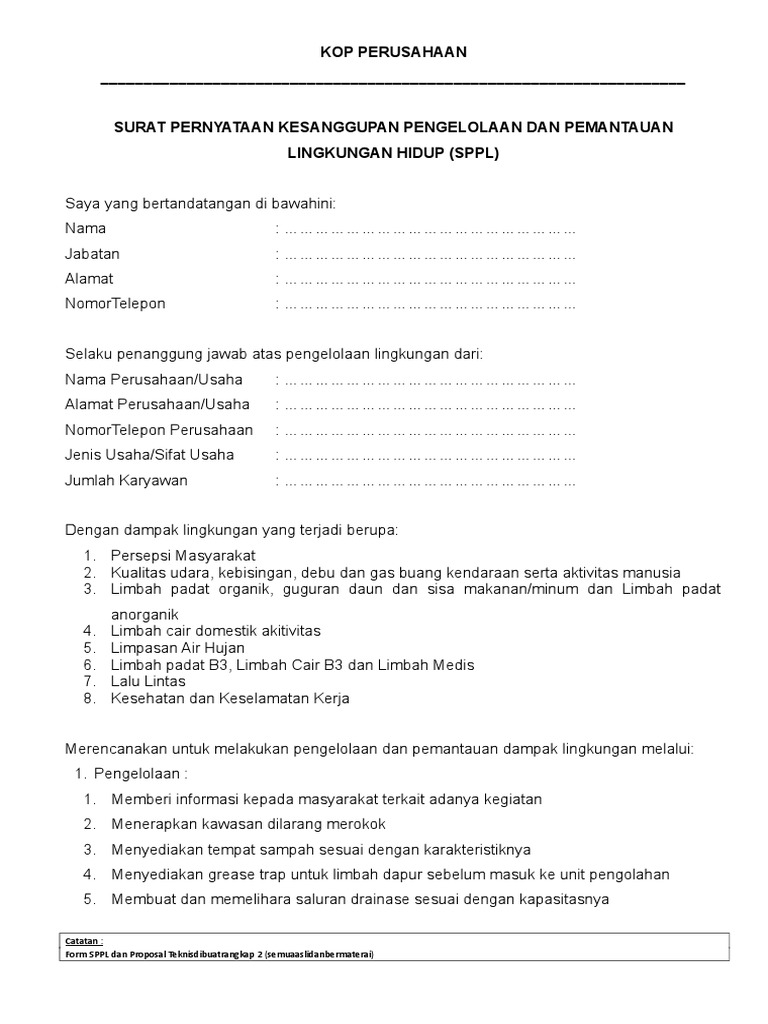 Contoh SPPL Untuk Klinik | PDF