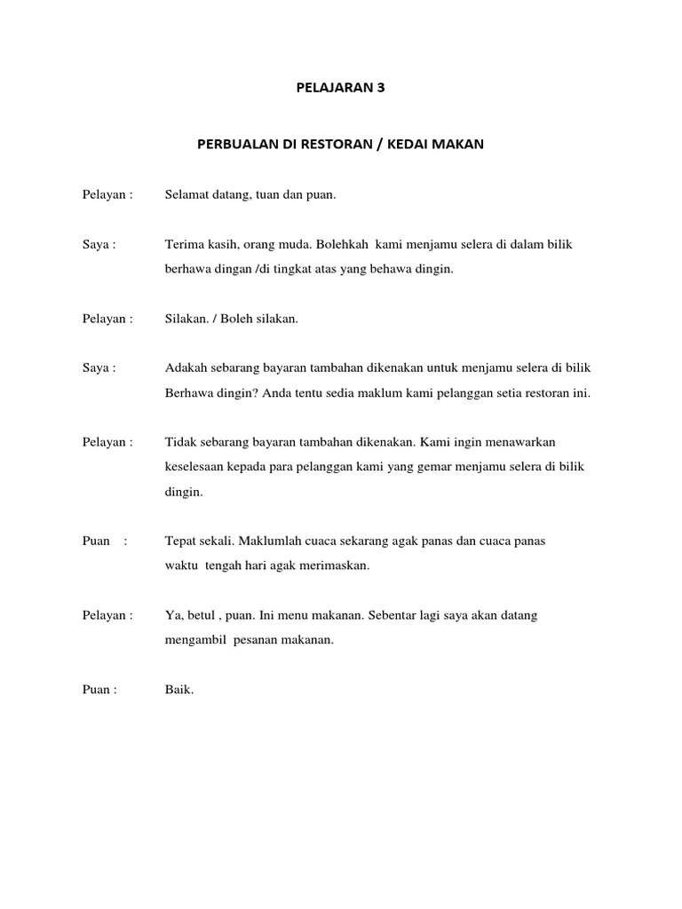 Pelajaran 3 - Perbualan Di Kedai | PDF