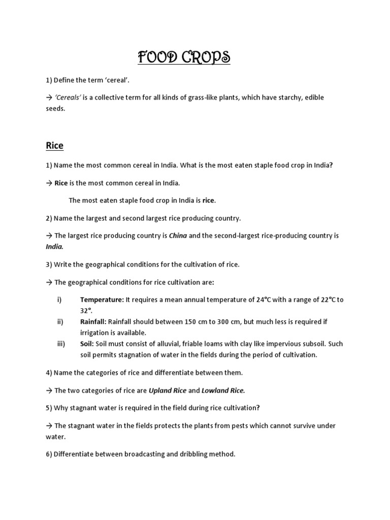 Food Crops | PDF | Rice | Legume