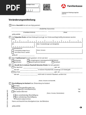 Vernderungsmitteilung Kindergeld Formular Zum Download