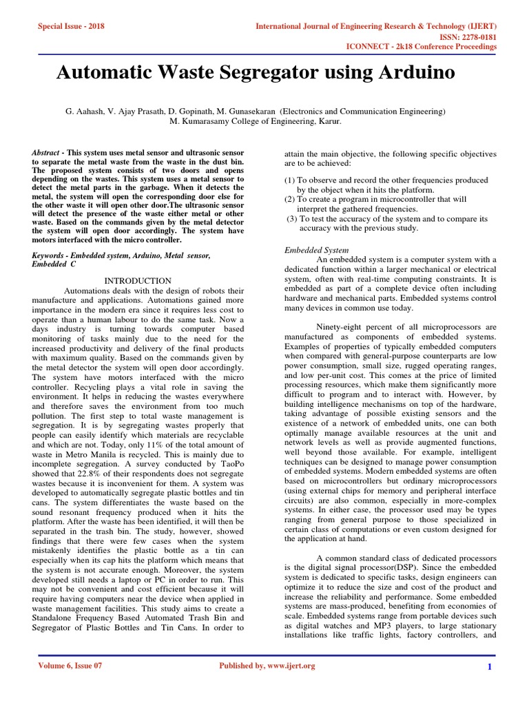 Automatic Waste Segregator Using Arduino | PDF | Embedded System ...