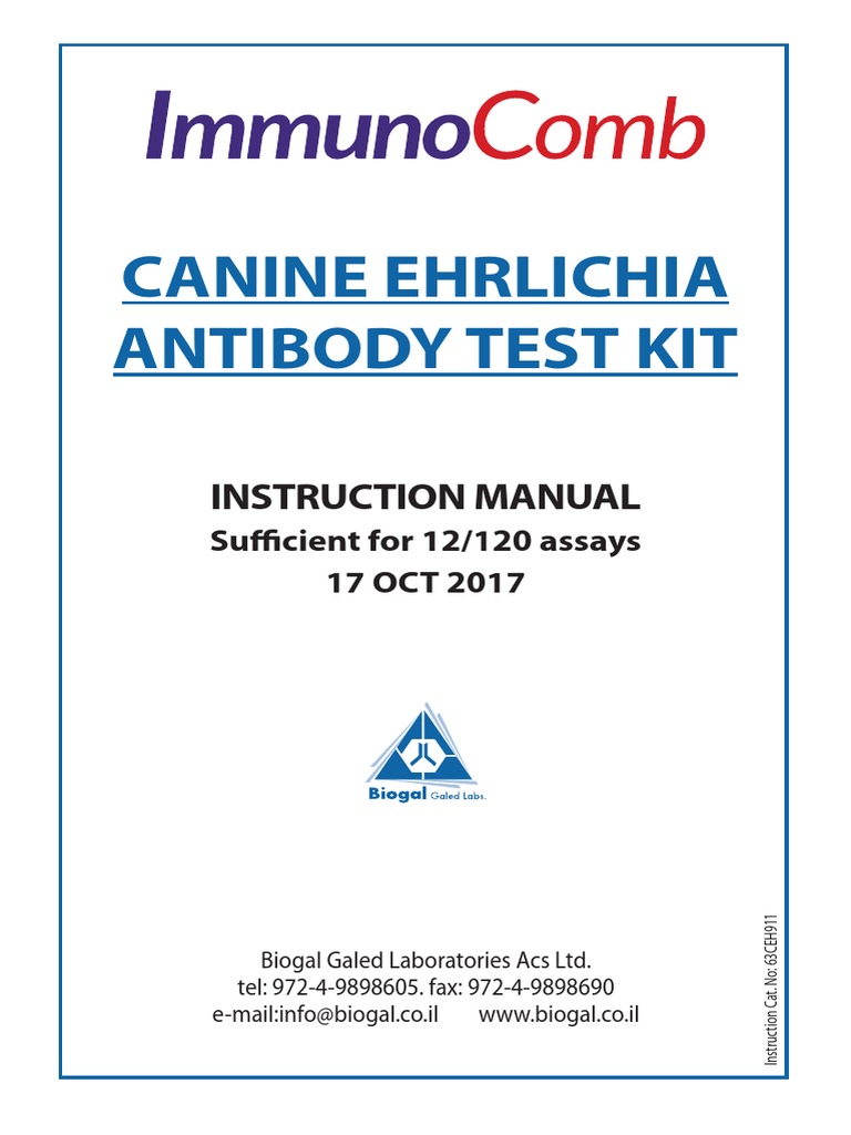 Canine Ehrlichia Antibody Test Kit: Instruction Manual | PDF | Medical ...