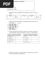 Prueba Logaritmos Segundo Medio | PDF | Logaritmo | Enseñanza de matemática