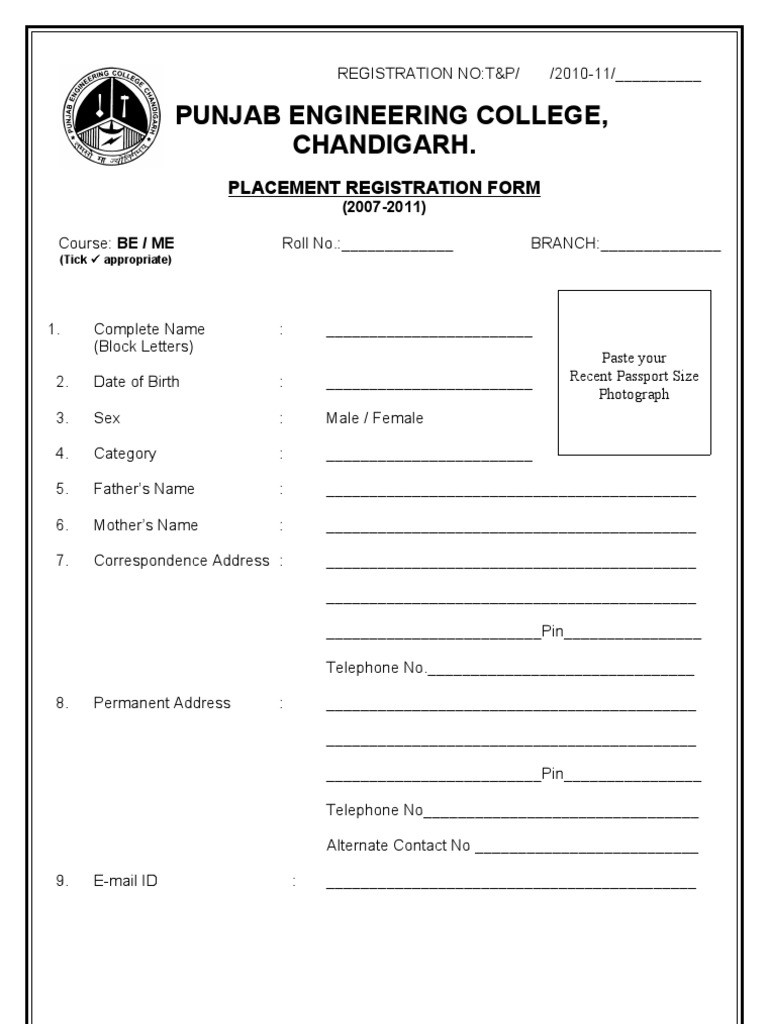 Placement Registration Form 2010-2011 Final | PDF | Academic Term ...