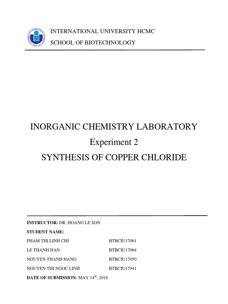Inorganic Chemistry Lab 2 | PDF | Chloride | Redox