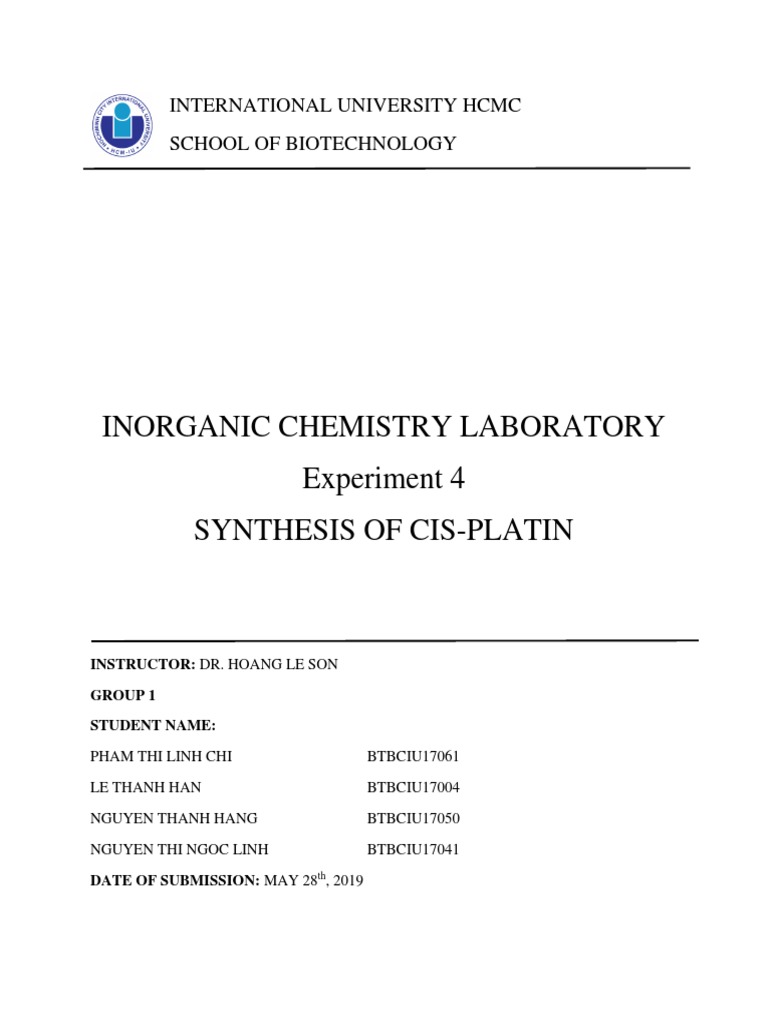Inorganic Chemistry Lab 4 Officially | PDF | Platinum | Filtration