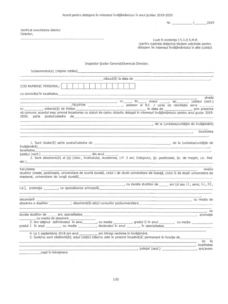 Acord Pentru Detasare PDF | PDF