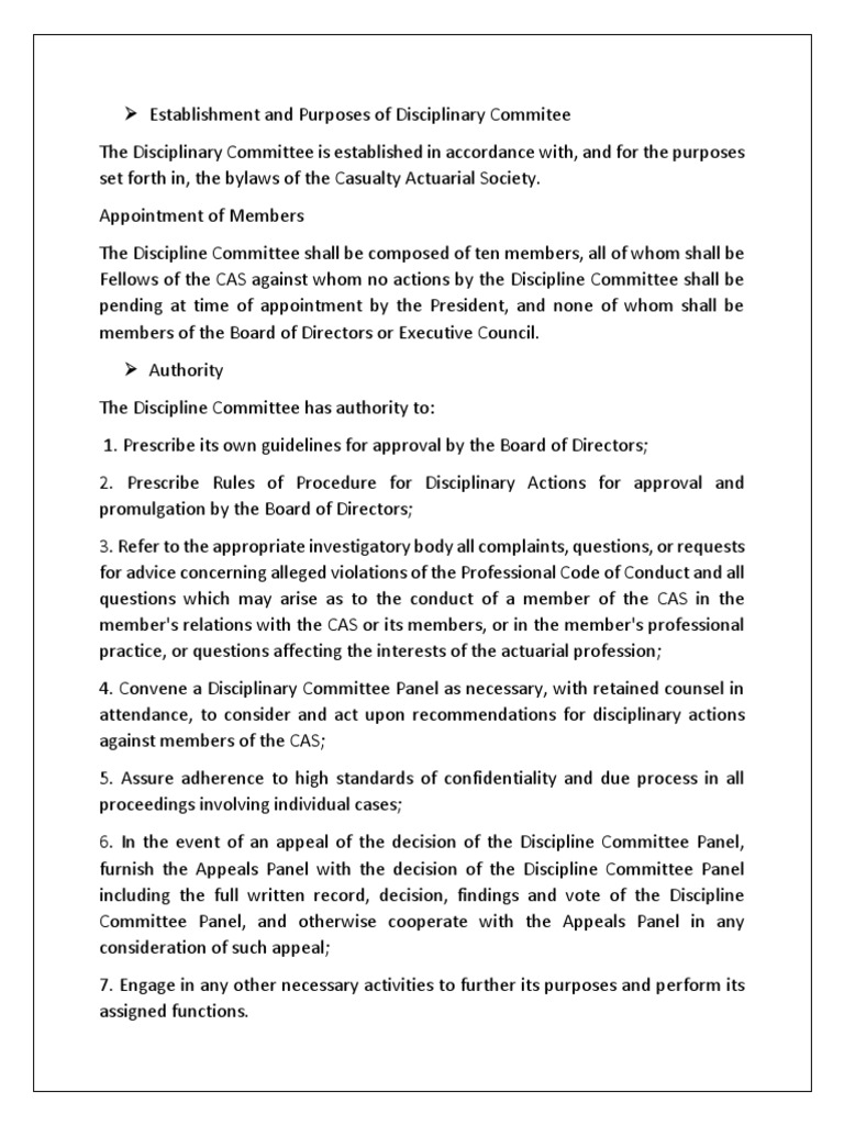 Disciplinary Committee Roles and Functions | PDF | Committee | Board Of ...