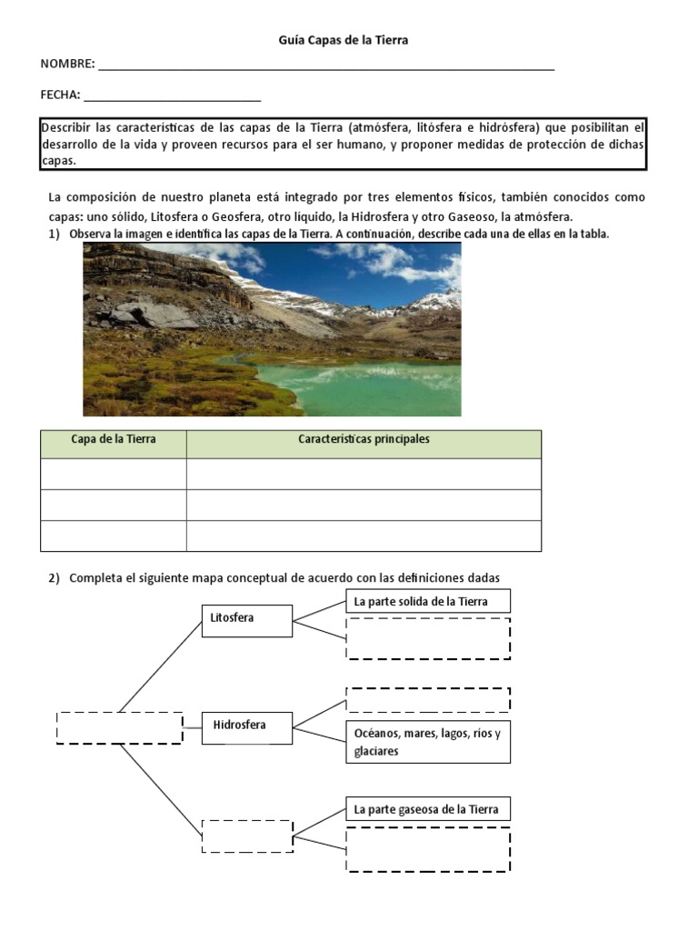 Guía Capas de La Tierra-6° Básico | PDF | Estructura de la tierra ...
