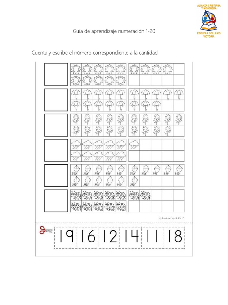 Guia de Números 1-20 | PDF