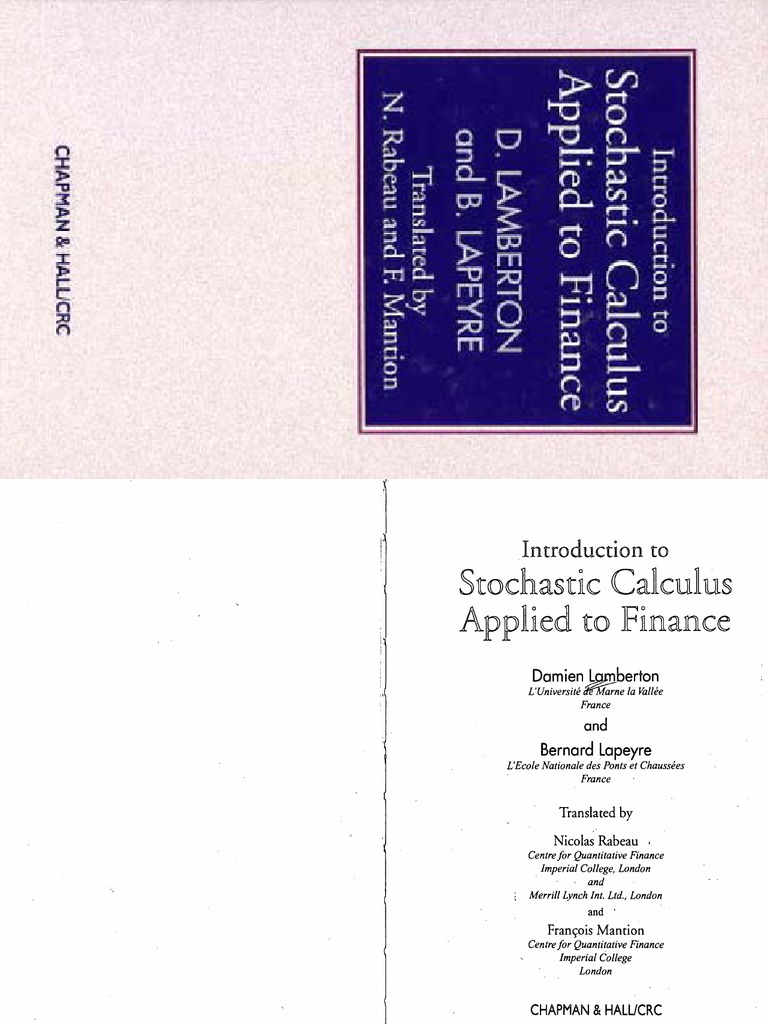 (Chapman & Hall - Financial Mathematics Series) Damien Lamberton ...