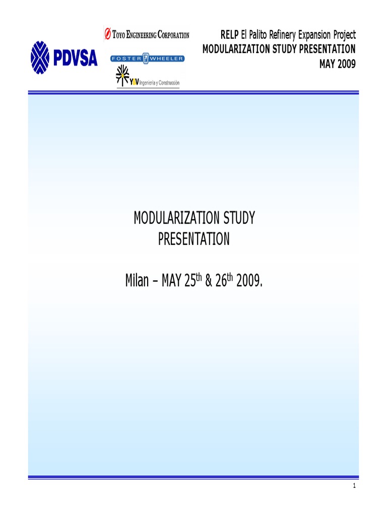 Modularization Study Presentation - PDVSA-FOSTER WHEELER-ToYO-Y&V | PDF | Nature