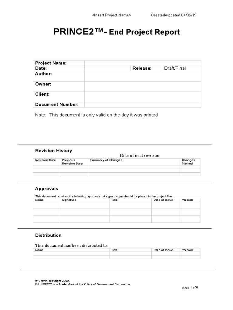 PRINCE2 End Project Report | PDF | Trademark | Project Management