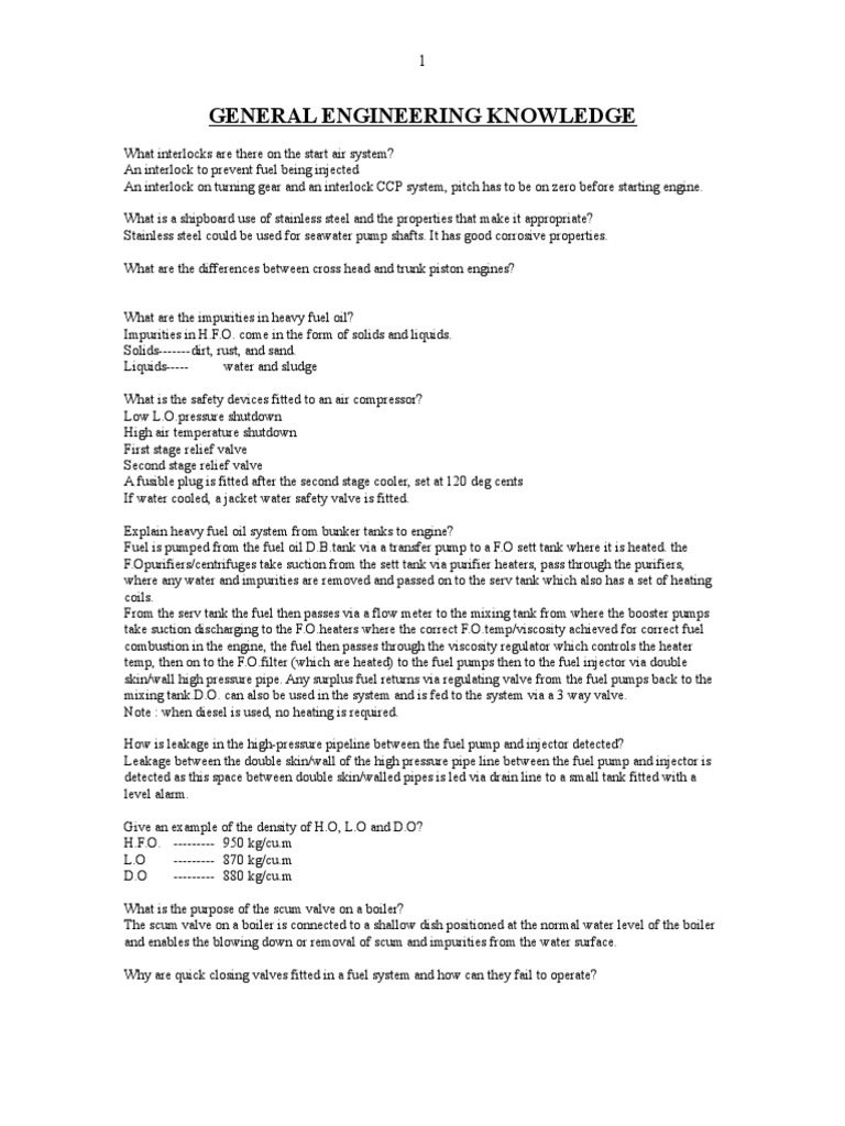 General Engineering Knowledge For Marine Engineers | PDF | Internal ...