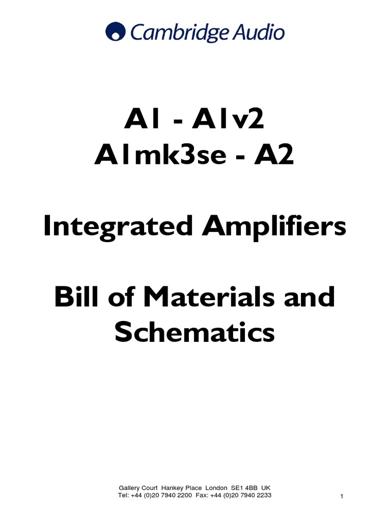 Cambridge Audio A1 A2 Parts List Schematics | PDF | Printed Circuit ...