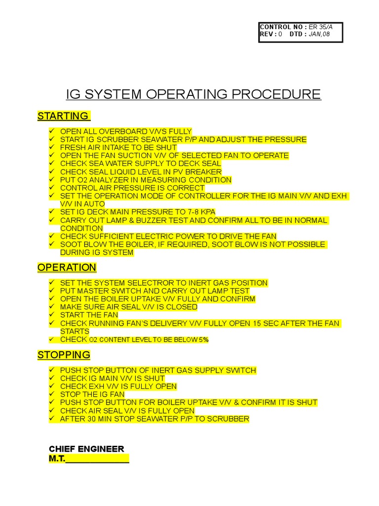 IG System Operating Procedure | PDF
