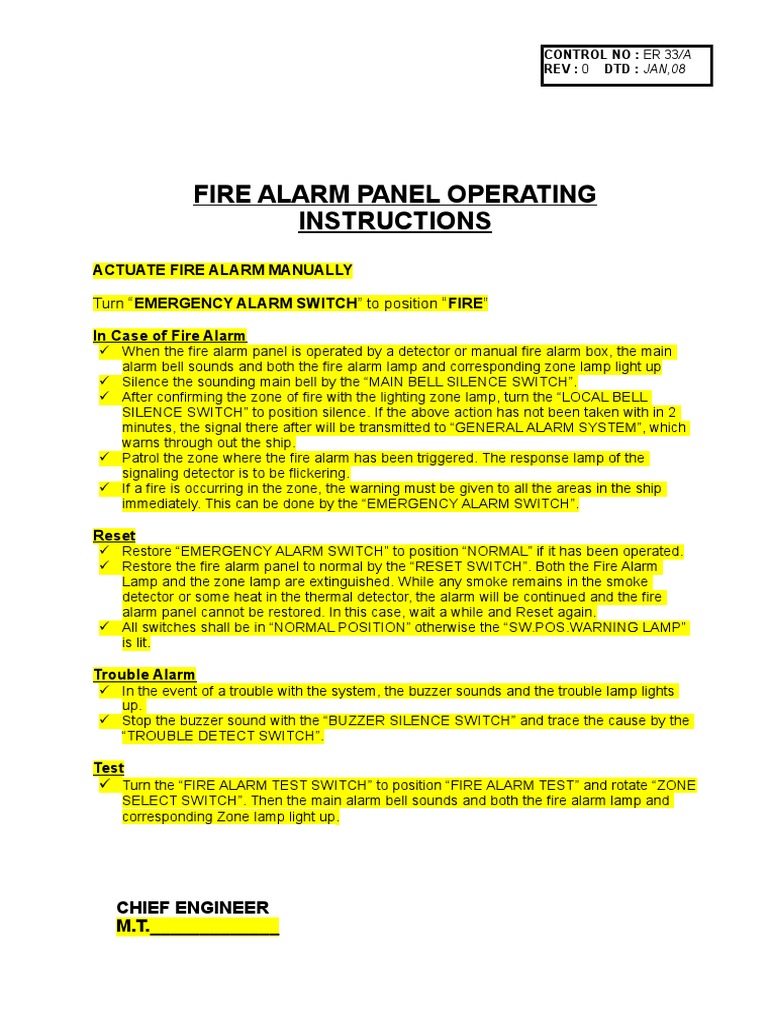Fire Alarm Panel Operating Instructions | PDF