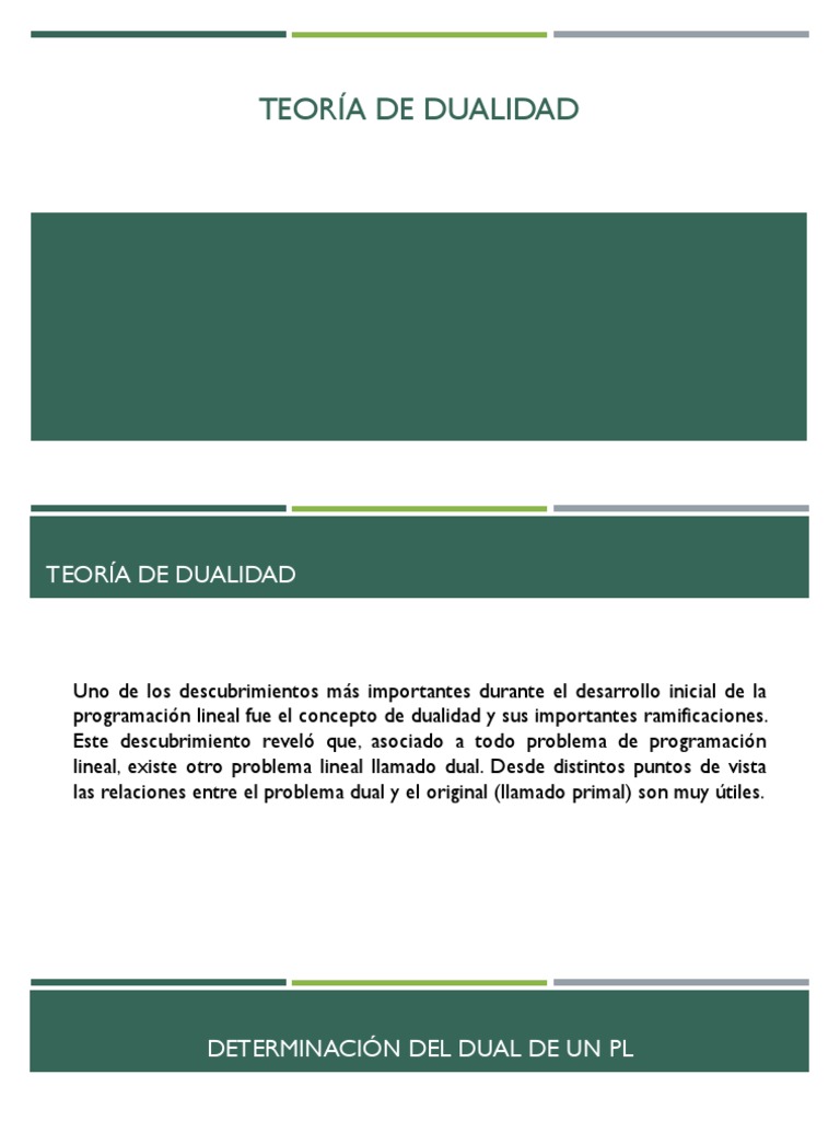 2.3 Teoría Dualidad PDF | PDF | Desigualdad (Matemáticas) | Programación lineal