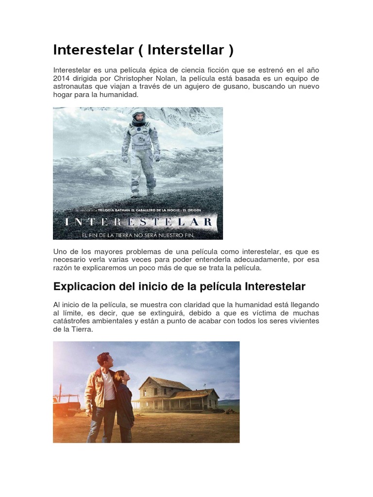 Resumen Interestelar | PDF | Science | Programa espacial