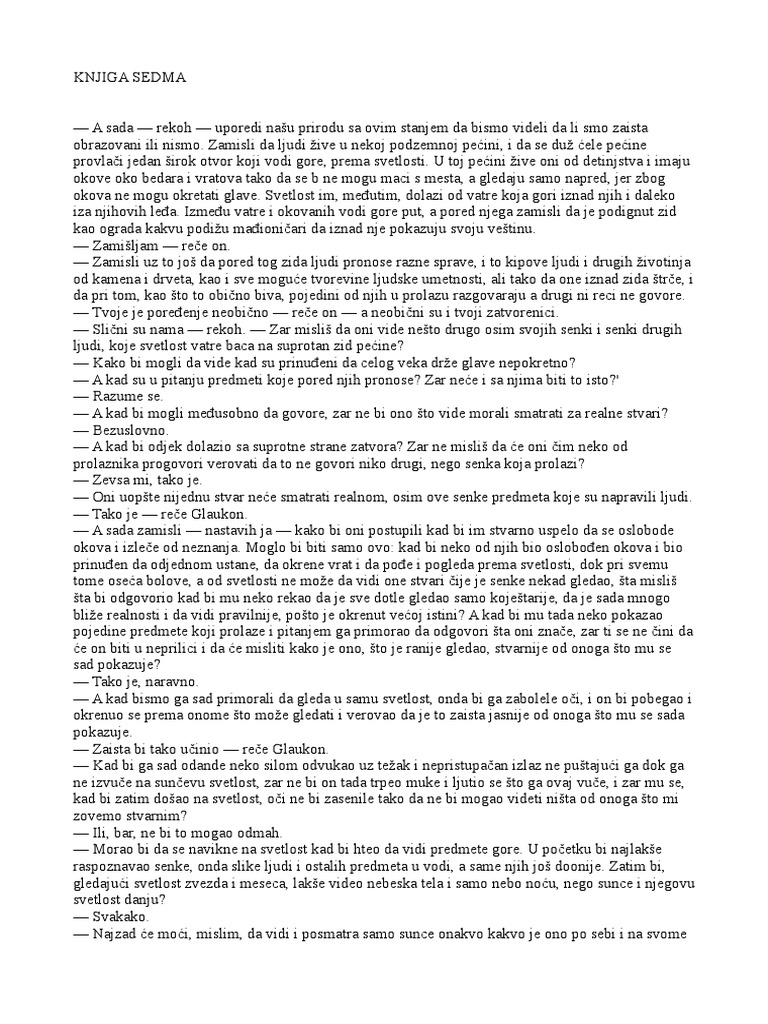 Platon Drzava Sedma Knjiga | PDF