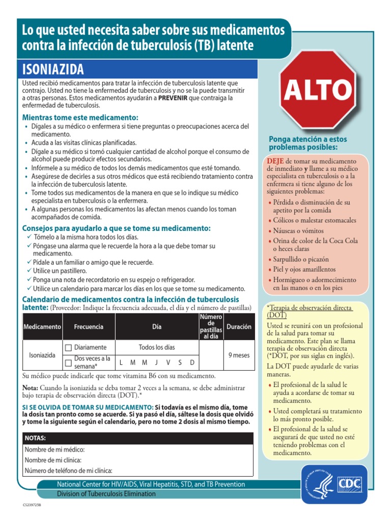 Isoniazida | PDF | Tuberculosis | Medicamentos con receta