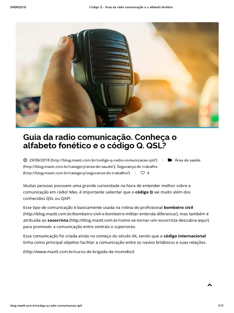 Código Q - Guia Da Rádio Comunicação e o Alfabeto Fonético | Paramédico ...