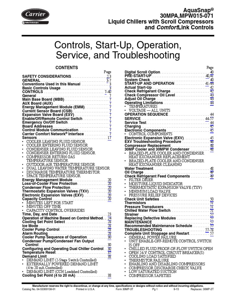 Carrier - AquaSnap Controls Operation | PDF | Heat Exchanger | Air ...
