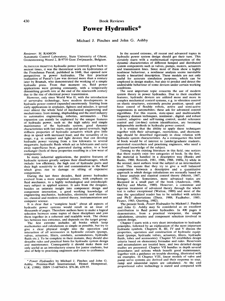 Power Hydraulics | PDF | Stochastic Process | Control Theory