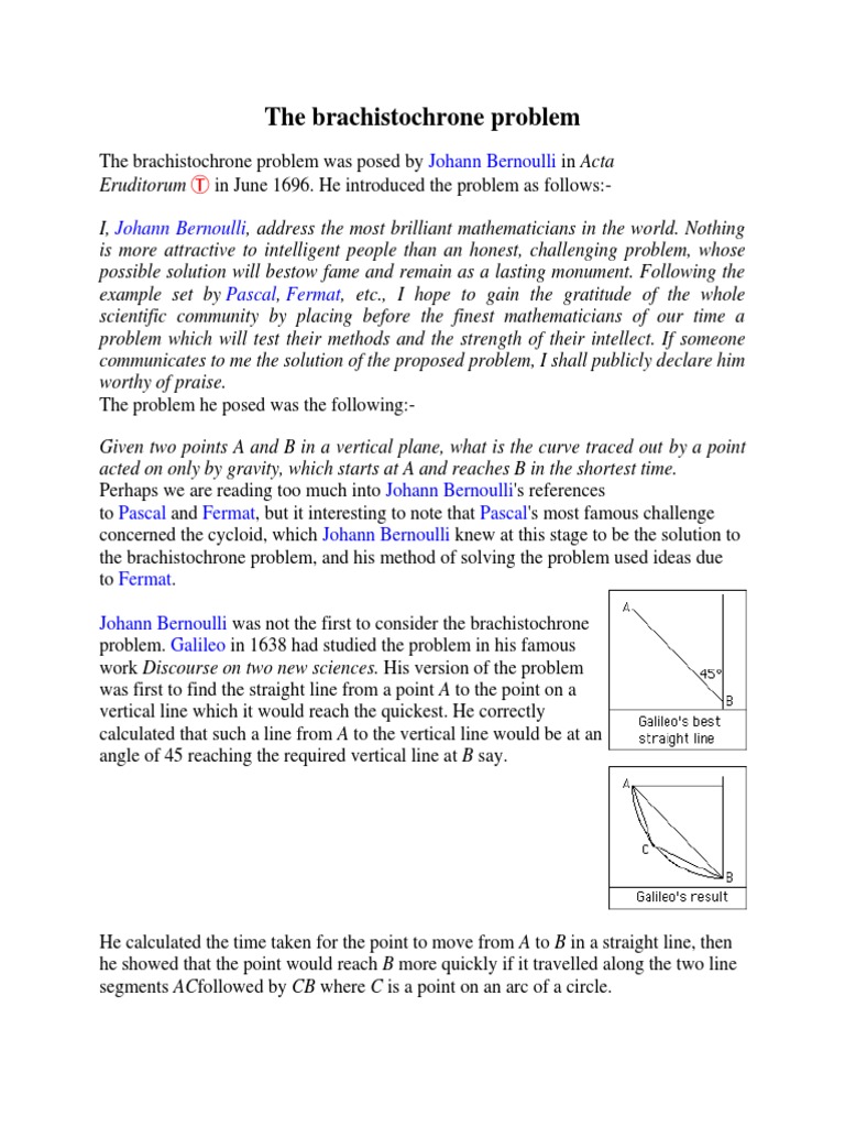 Brachistochrone Problem History | PDF | Calculus Of Variations | Calculus