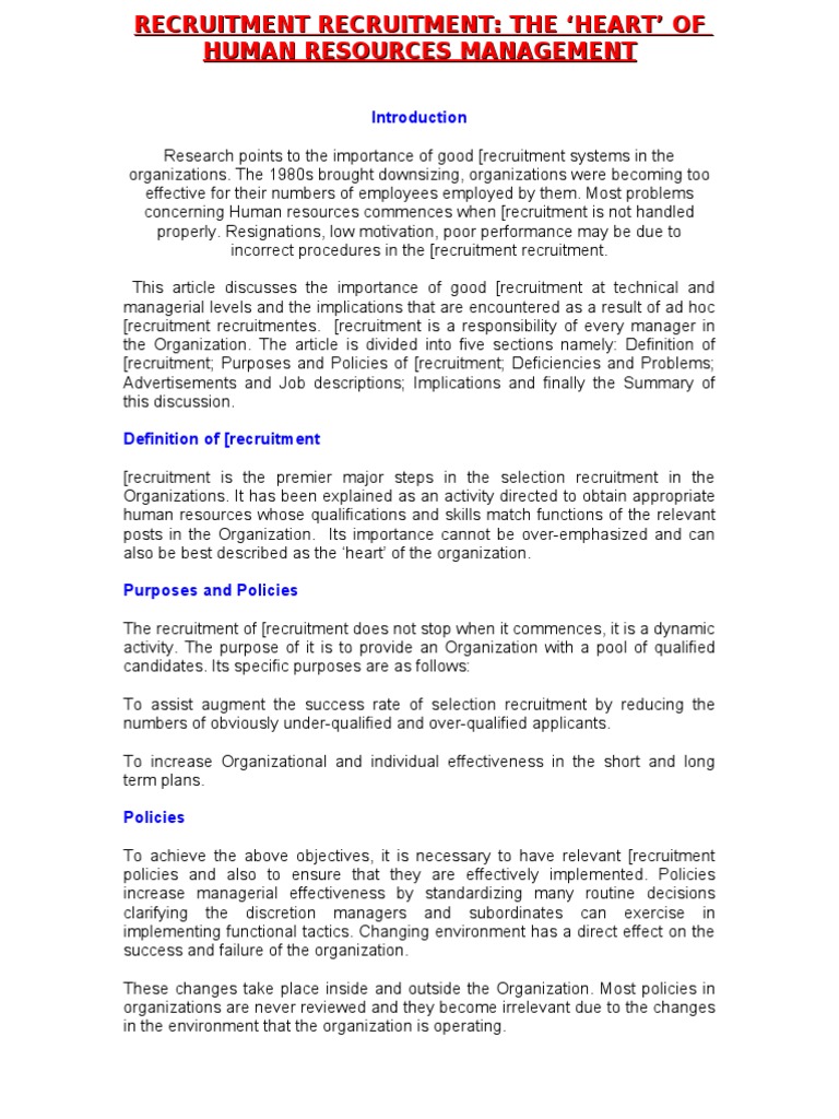 Recruitment Process | PDF | Recruitment | Human Resources