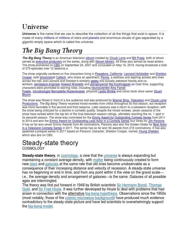 Universe: The Big Bang Theory | PDF | Astronomy | Science