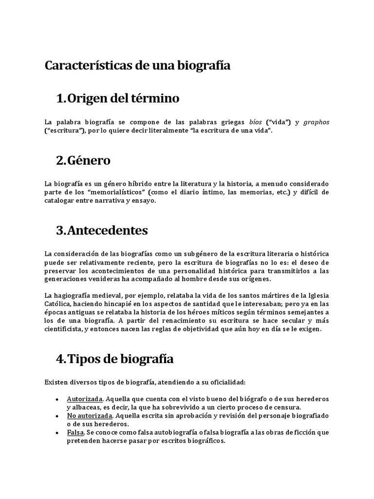 Características de Una Biografía | PDF | Biografía | Autobiografías