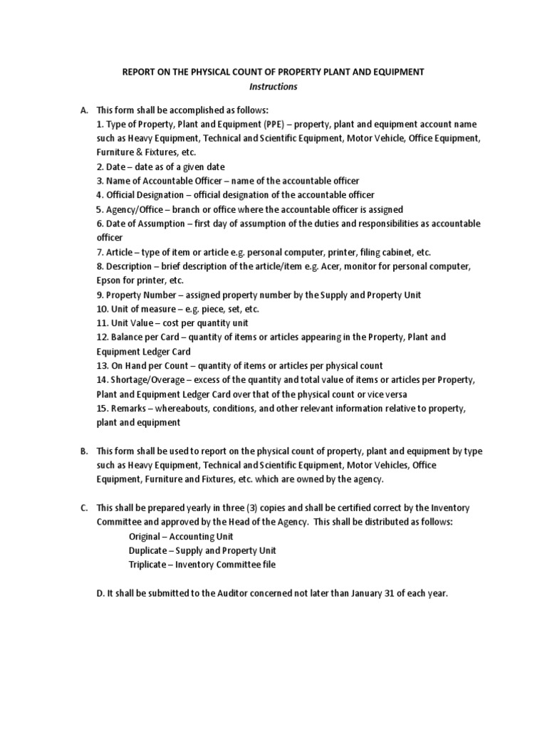 Physical Count Report for PPE | PDF | Business | Law