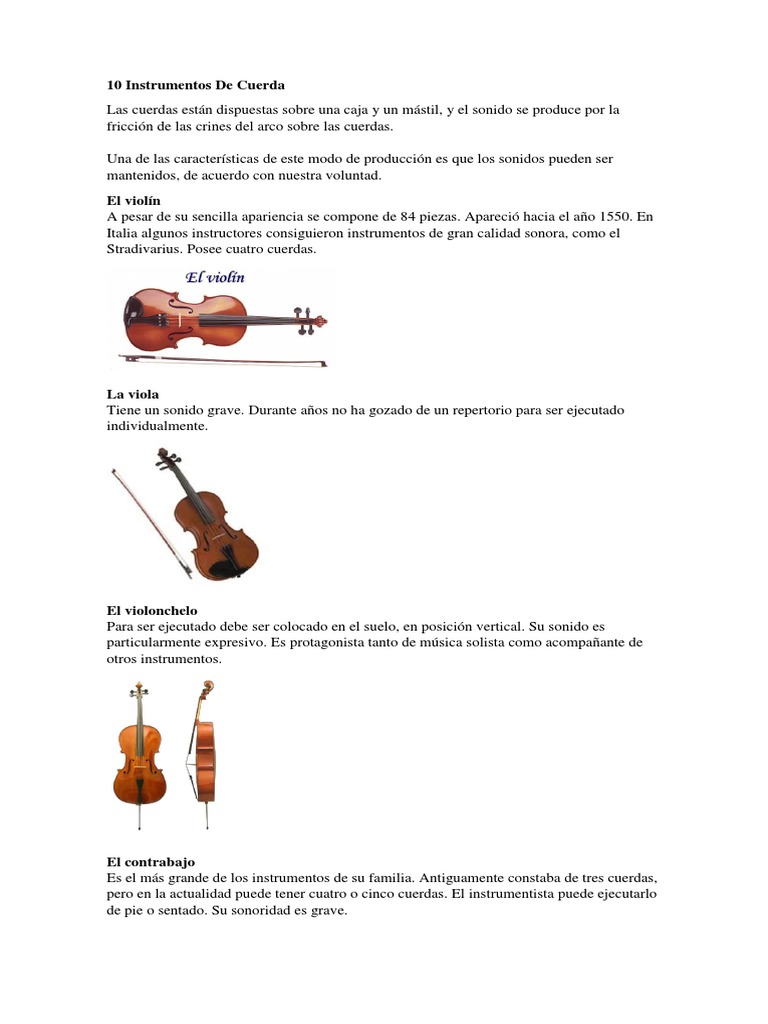 10 Instrumentos Musicales de Cuerda | PDF | Instrumentos musicales ...