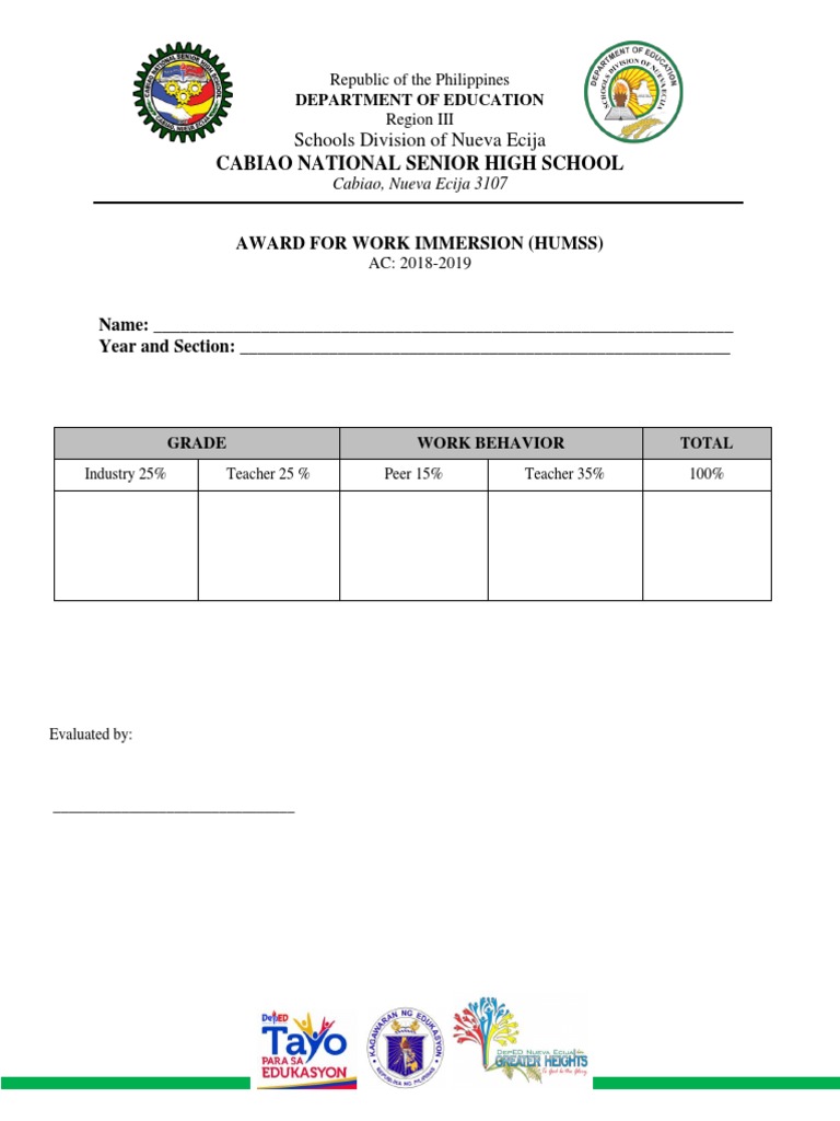 Cabiao National High School Logo BSF CR AREA 3 Flipbook By Quality